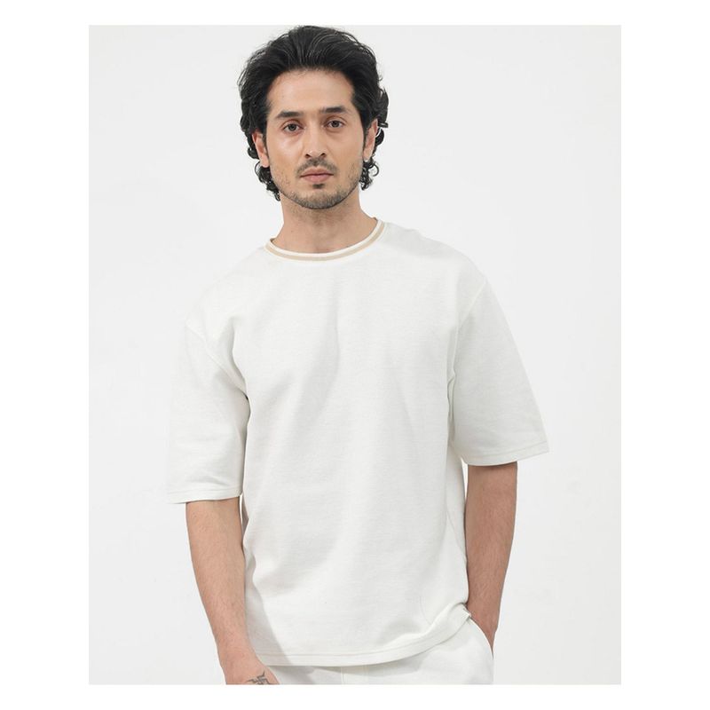 Buy Rare Rabbit Adiso-1 Off White Plain Oversized Fit T-Shirt Online