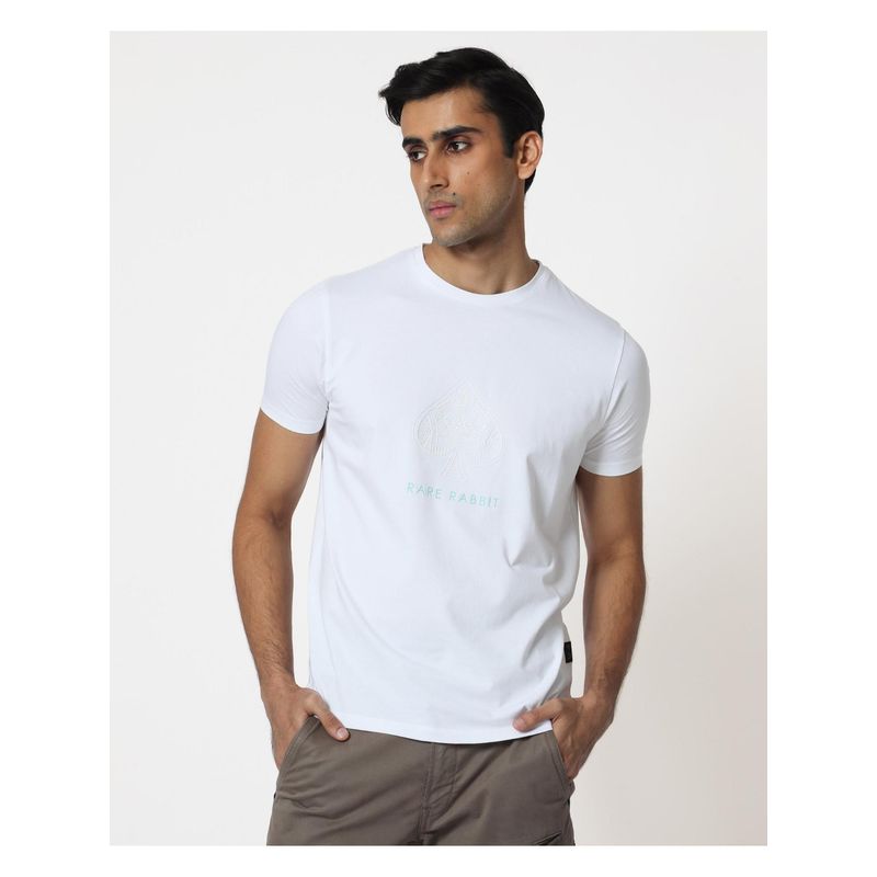 Buy Rare Rabbit Circo White Graphic Print Regular Fit T-Shirt Online