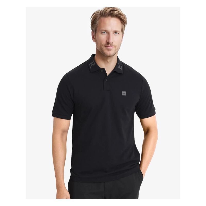 Buy Rare Rabbit Clif Black Plain Regular Fit Polo T-Shirt Online