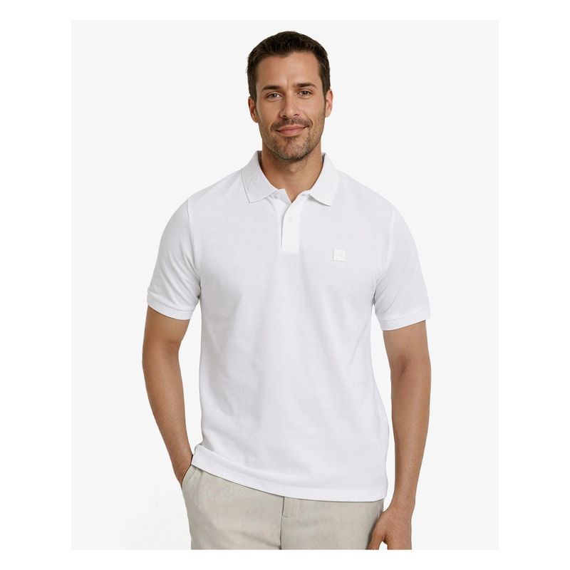 Buy Rare Rabbit Clif White Plain Regular Fit Polo T-Shirt Online