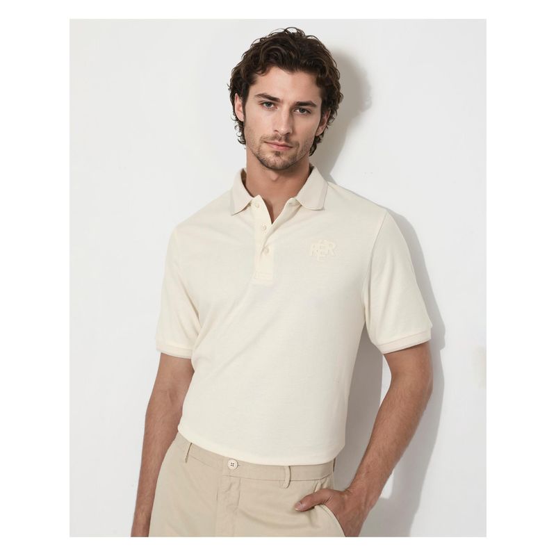 Buy Rare Rabbit Hux Pastel Yellow Plain Regular Fit Polo T-Shirt Online