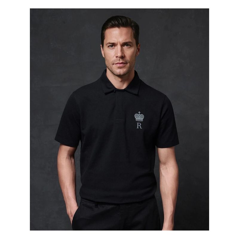 Buy Rare Rabbit Mais Black Plain Regular Fit Polo T-Shirt Online