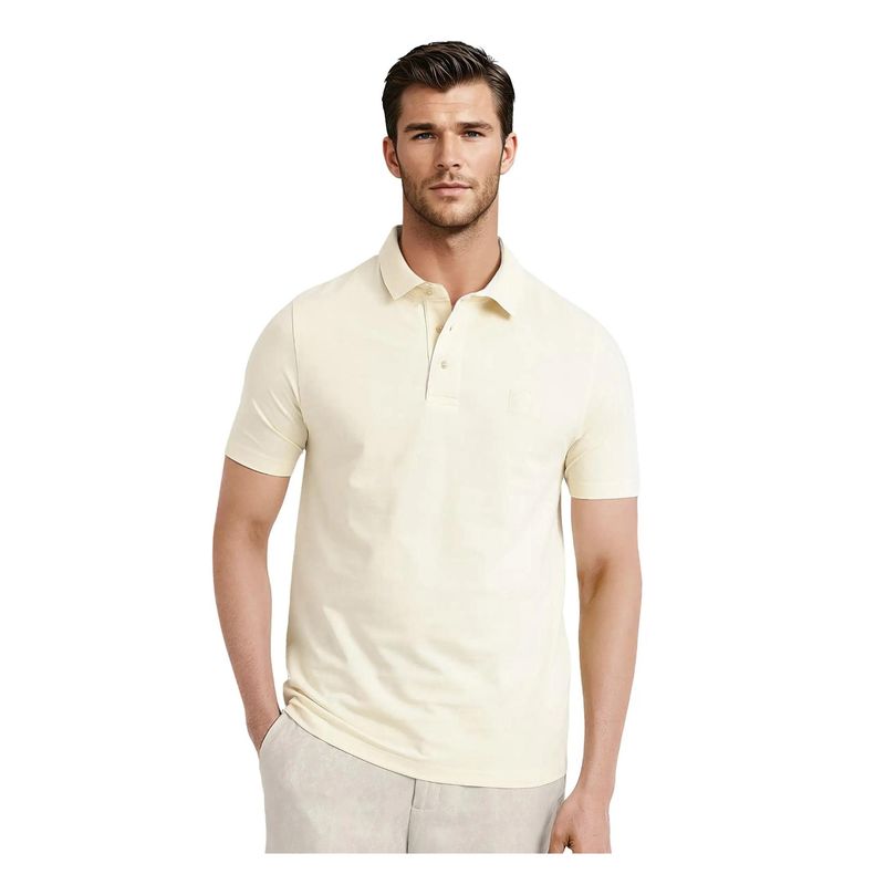 Buy Rare Rabbit Maq Pastel Yellow Plain Regular Fit Polo T-Shirt Online