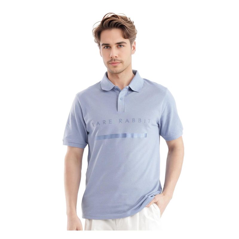 Buy Rare Rabbit Nellit Pastel Blue Plain Regular Fit Polo T-Shirt Online