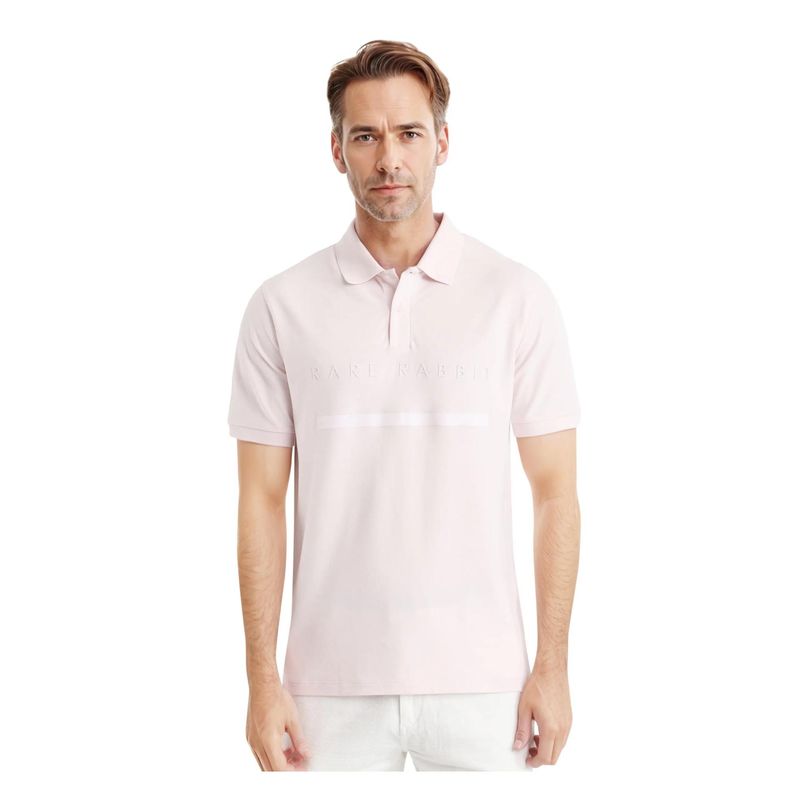 Buy Rare Rabbit Nellit Pastel Pink Plain Regular Fit Polo T-Shirt Online