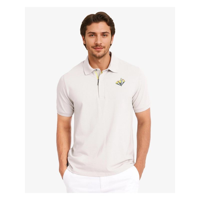 Buy Rare Rabbit Palmer Beige Plain Regular Fit Polo T-Shirt Online
