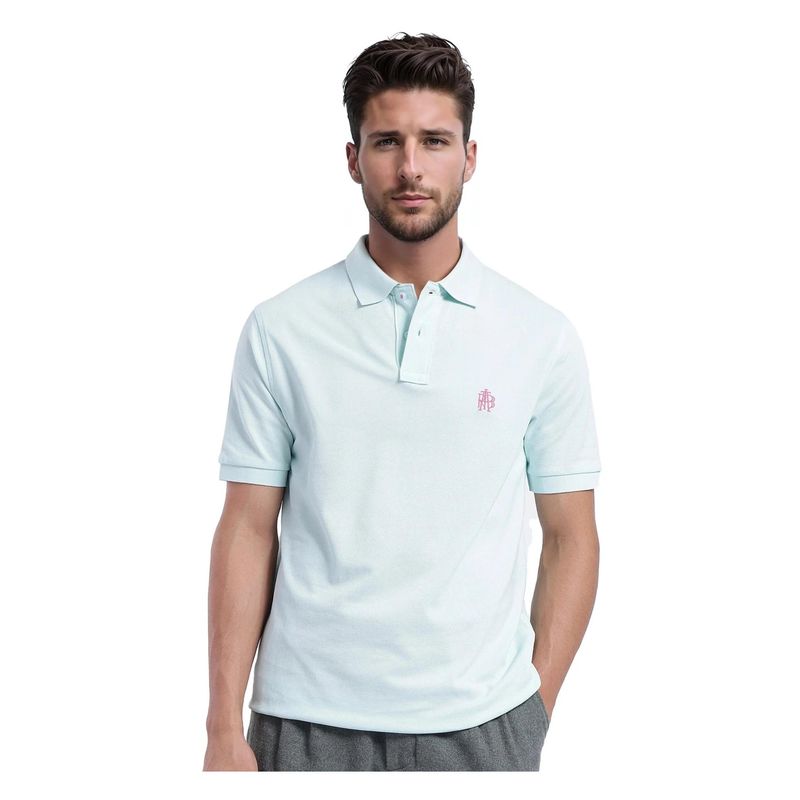 Buy Rare Rabbit Pare 1 Light Blue Plain Regular Fit Polo T-Shirt Online