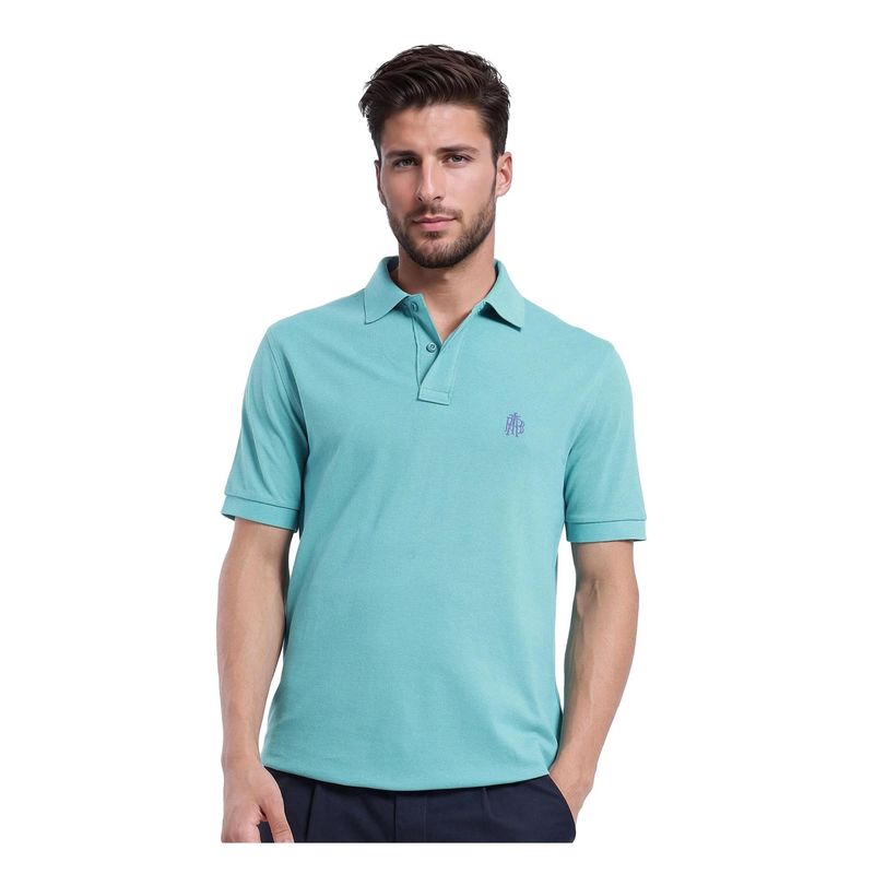 Buy Rare Rabbit Pare 1 Turquoise Plain Regular Fit Polo T-Shirt Online