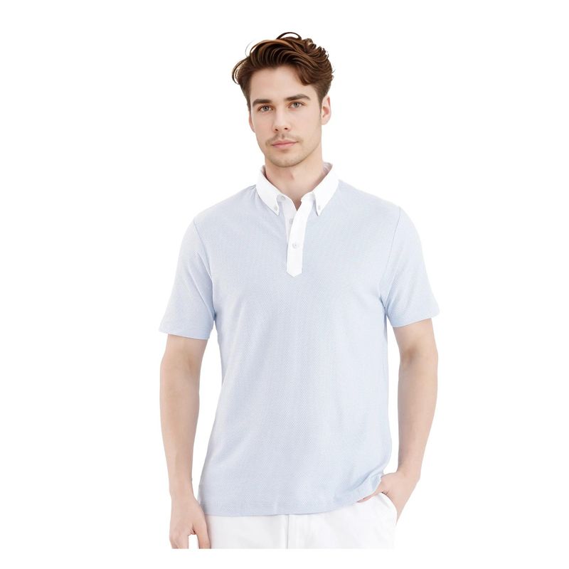Buy Rare Rabbit Parma 3 Pastel Blue Plain Regular Fit Polo T-Shirt Online