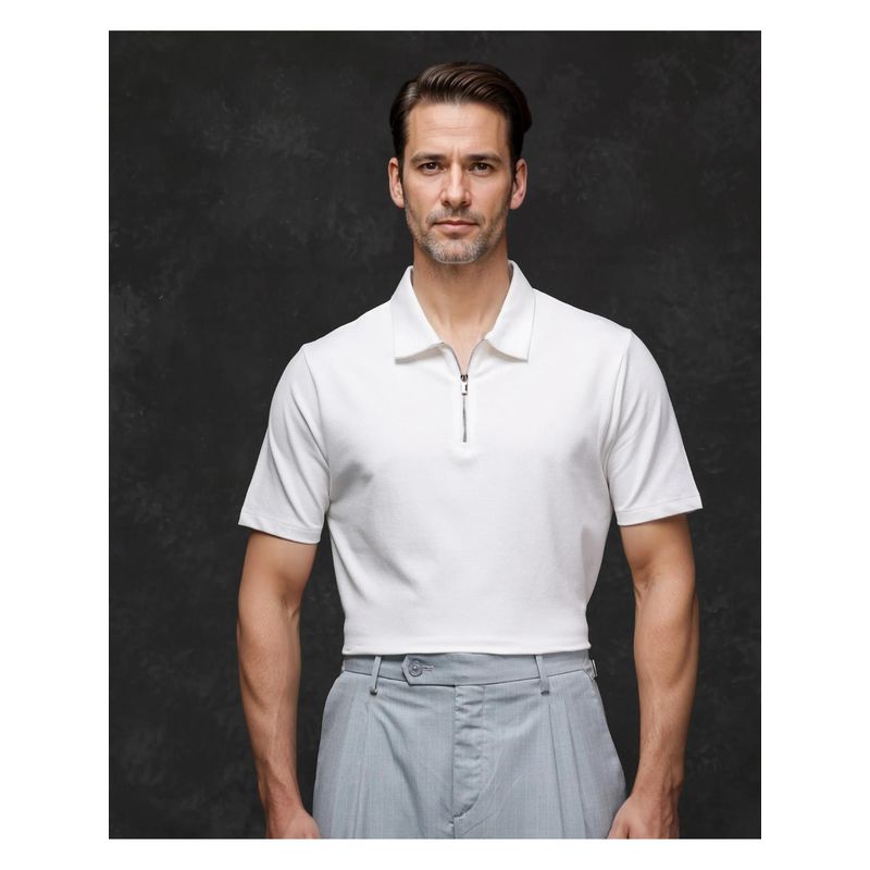 Buy Rare Rabbit Prin 2 White Plain Regular Fit Polo T-Shirt Online