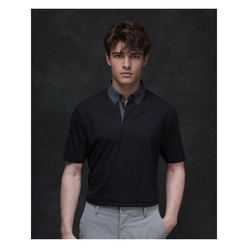 Buy Rare Rabbit Rinz Black Plain Regular Fit Polo T-Shirt Online