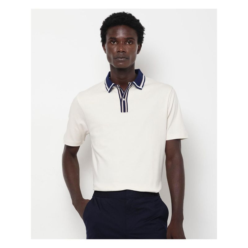 Buy Rare Rabbit Territ Pastel Yellow Plain Regular Fit Polo T-Shirt Online