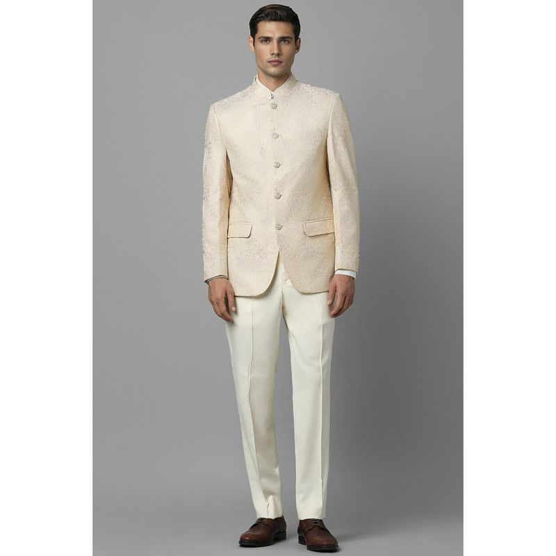 Buy Louis Philippe Men Cream Slim Fit self Design Formal Suit (Set of 2 ...