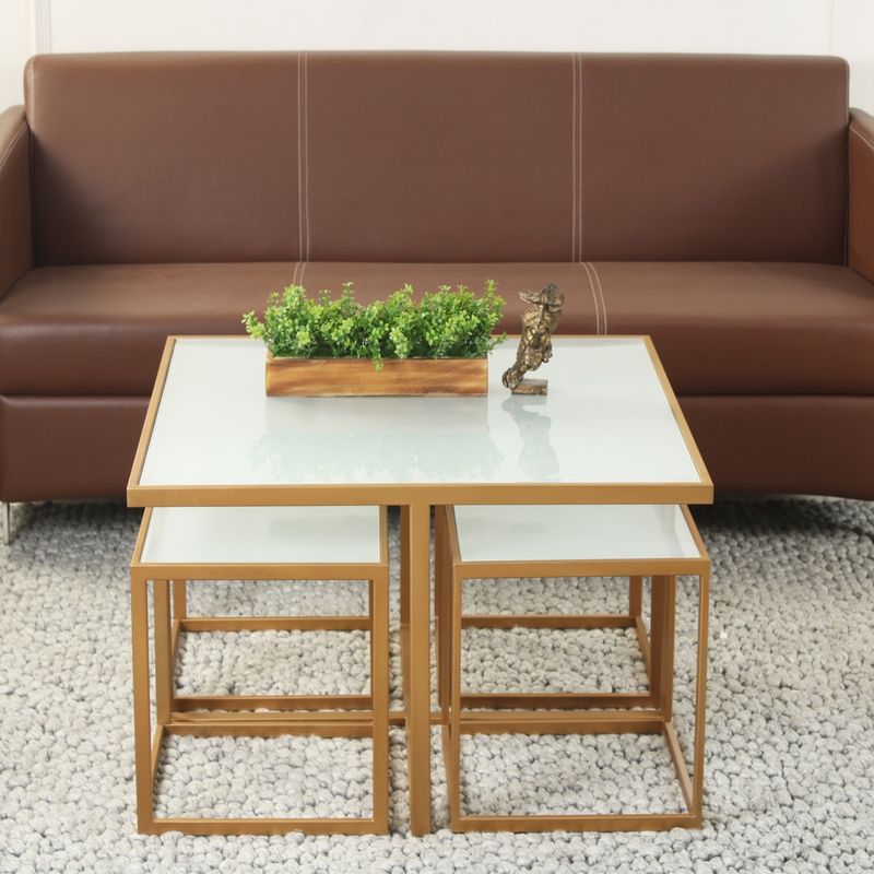 Buy Claymint Valentino Frosted Glass Nesting Coffee Table in Dark Gold ...