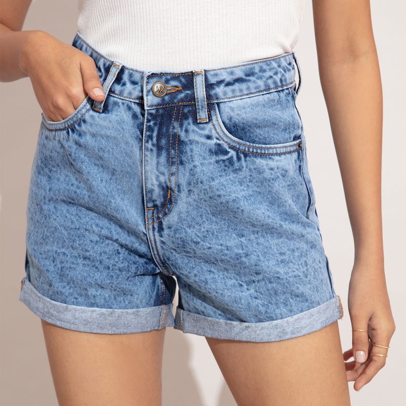 Buy Twenty Dresses by Nykaa Fashion Blue Folded Denim Shorts Online