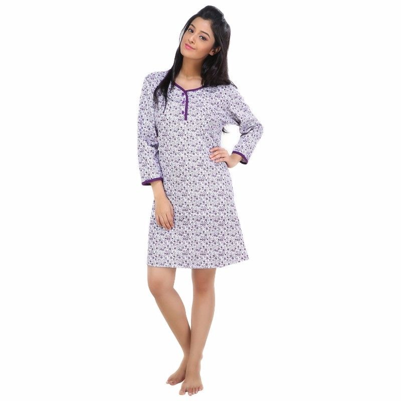 Buy Nite Flite Purple Grey Floral Nighty Online