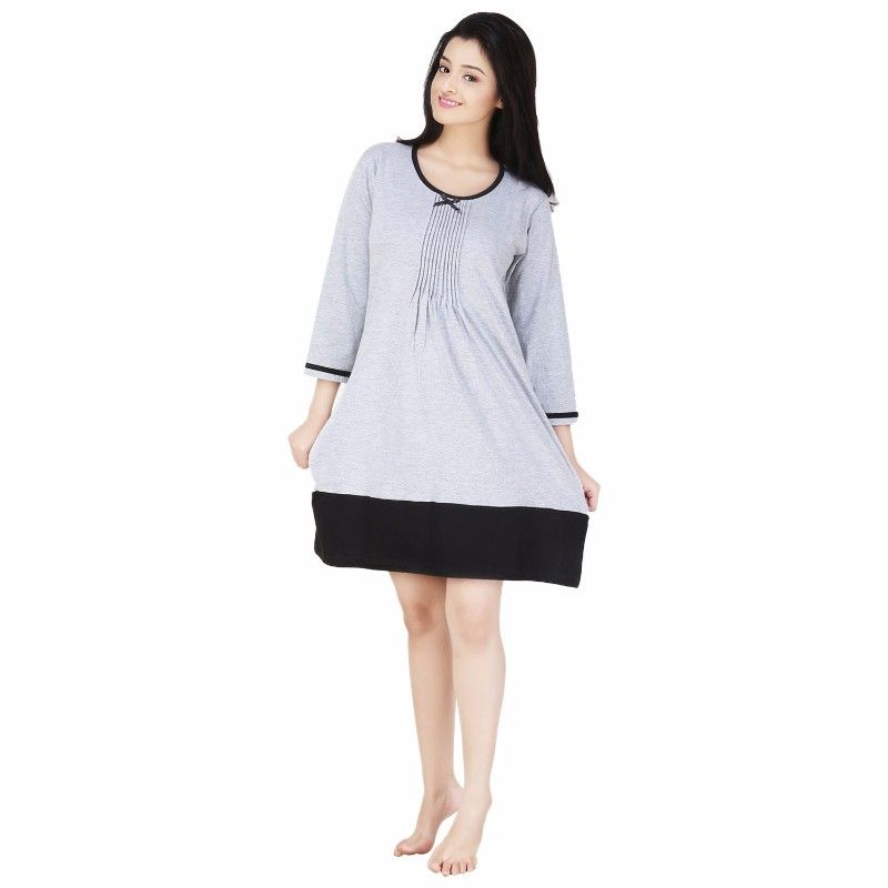 Nite Flite Heather Grey Panel Nighty - (M): Buy Nite Flite Heather Grey ...