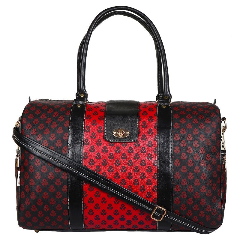 Pick Pocket Maroon & Black Pathwork Printed Pu Duffle Bag: Buy Pick ...