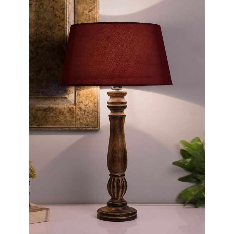 Buy Homesake Victorian Black Table Lamp Red Shade Online