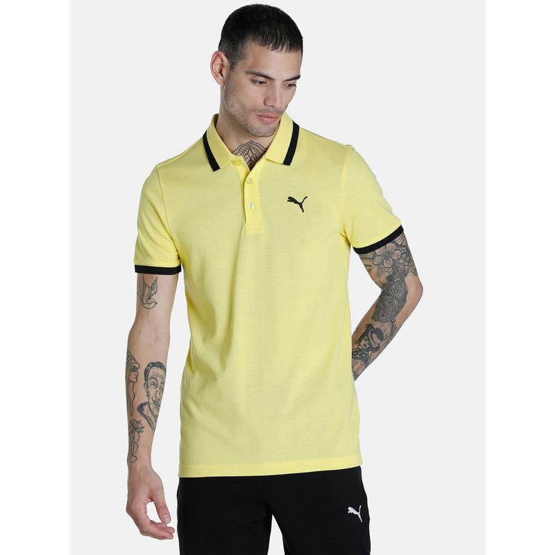 Buy Puma Ess Pique Tipping Men Yellow Polo T-shirt Online