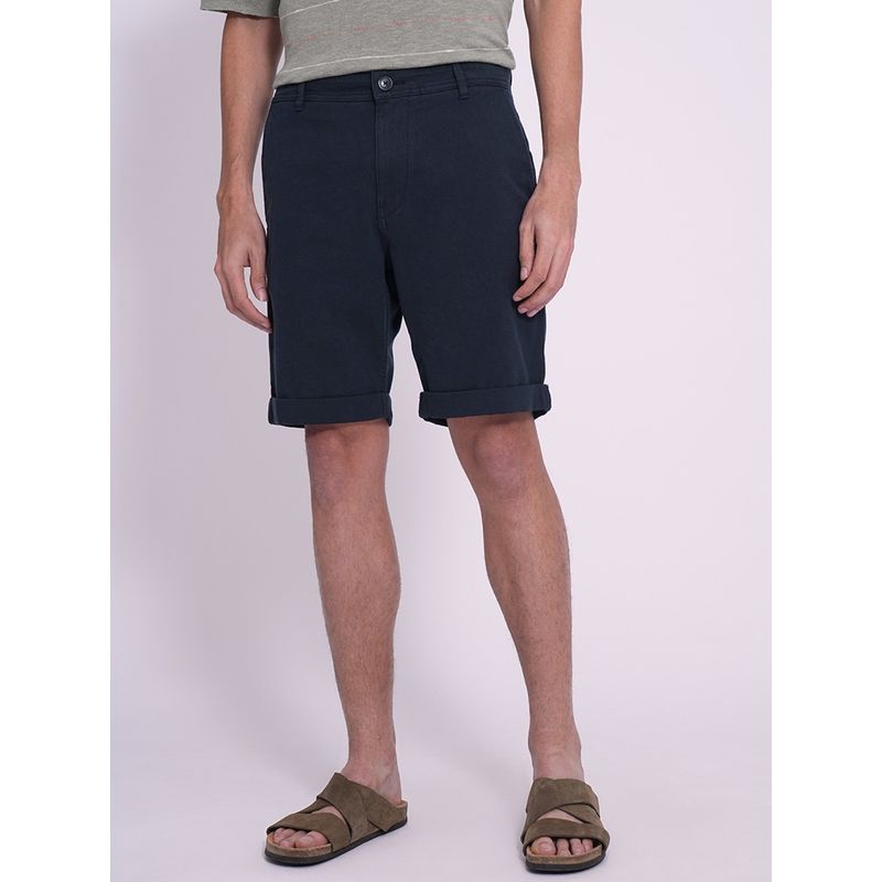 Buy Selected Men Solid Slim Fit Navy Blue Shorts Online