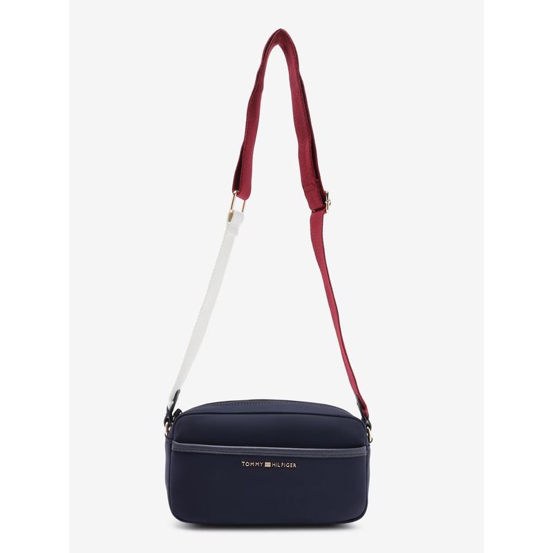 Buy Tommy Hilfiger Solid Navy Blue Polyamide Sling Bag Online