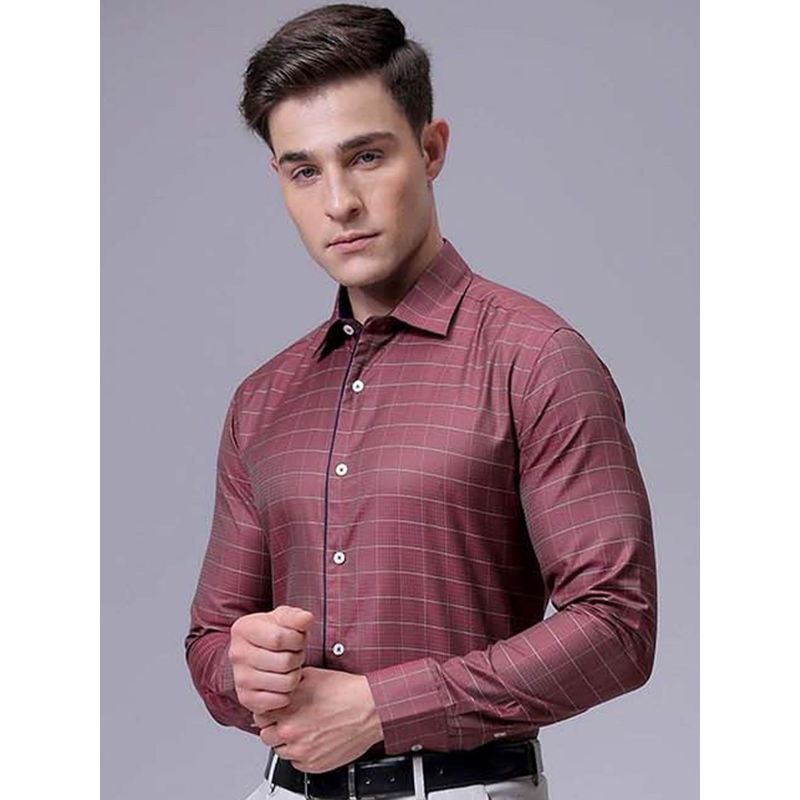 Buy The Indian Garage Co Men Slim Fit Maroon Checkered Full Sleeves ...