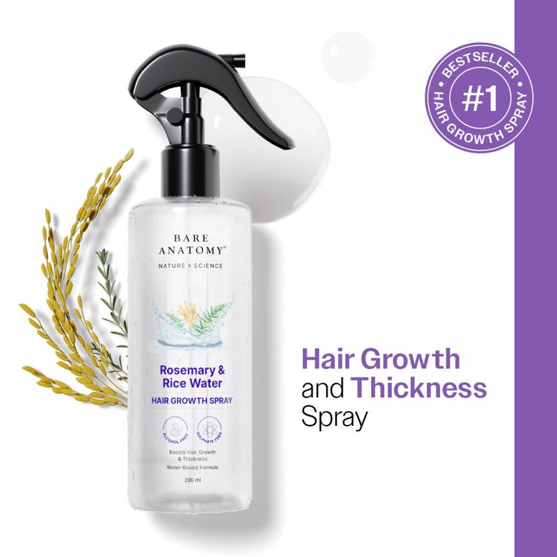Buy Bare Anatomy Rosemary Water Spray for Hair Growth with Rice water ...