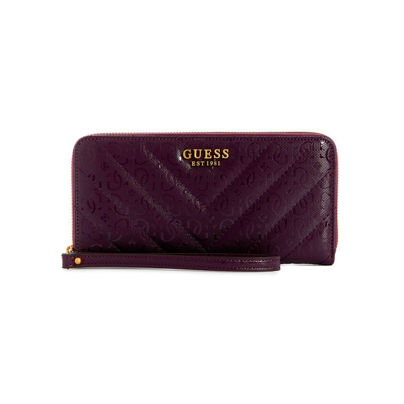 Buy Guess Women Purple Quilted Wallet With Zip Closure Online