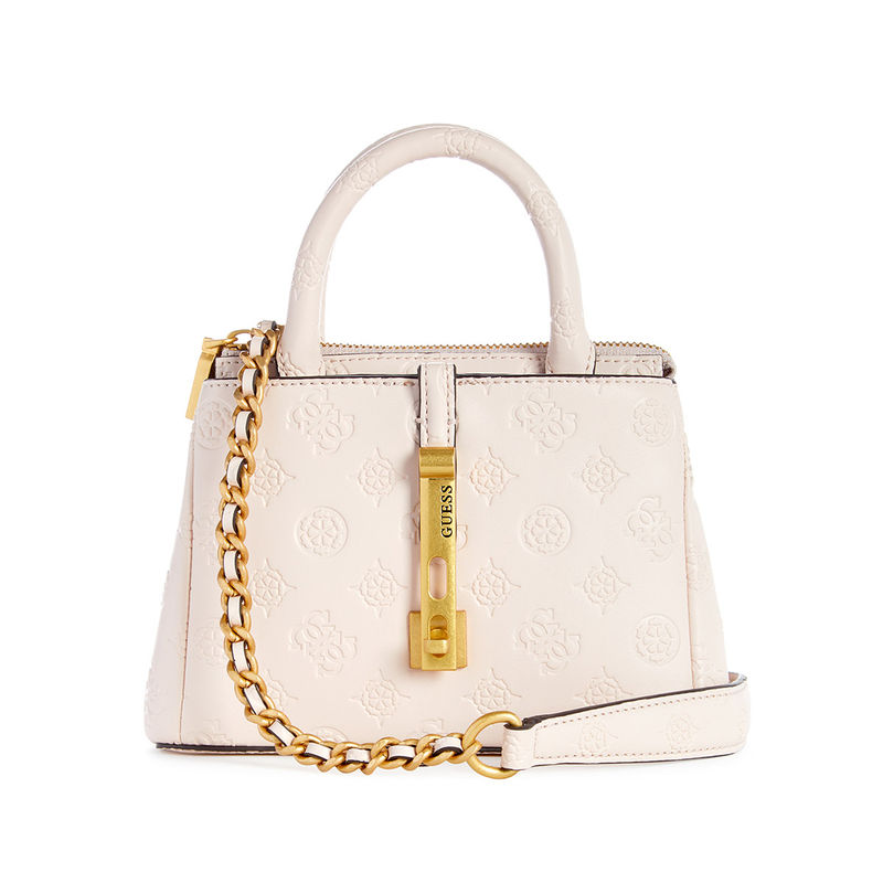 Buy Guess Women Pink Textured Satchel Bag With Twist Lock Closure With ...