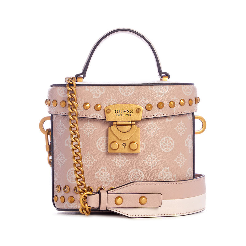 Buy Guess Women Pink Printed Crossbody Bag With Push Lock Closure Online