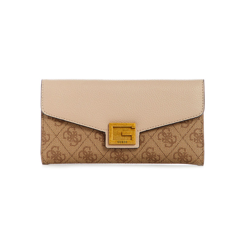 Buy Guess Women Beige Printed Envelope With Snap Button Closure Online