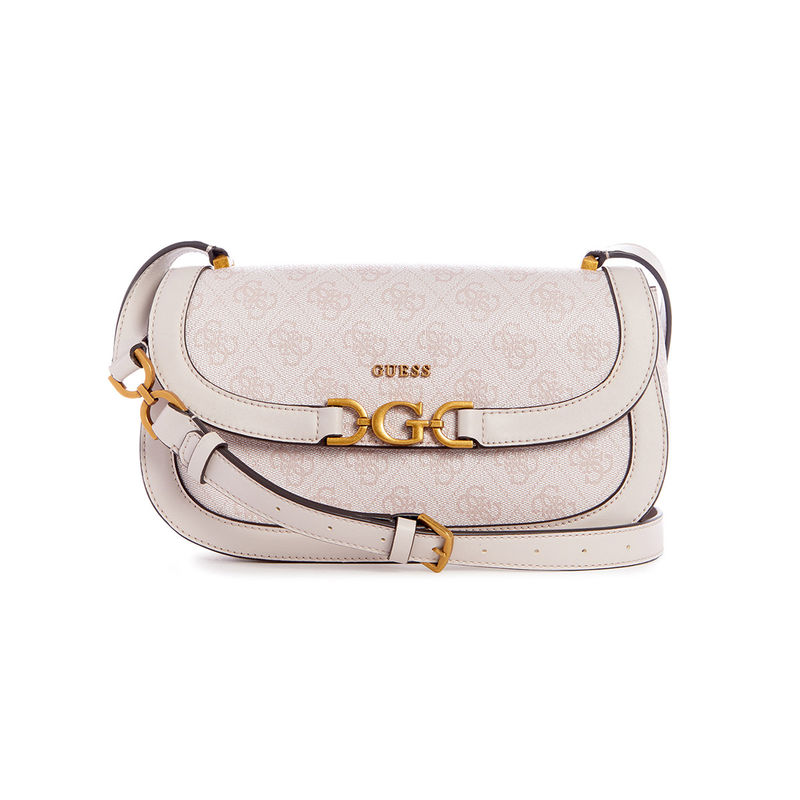 Buy Guess Women Peach Printed Crossbody Bag With Magnetic Button ...