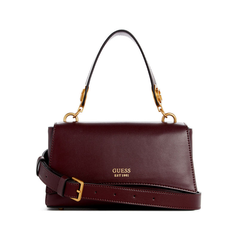 Buy Guess Women Burgundy Solid Handheld Bag With Magnetic Button ...