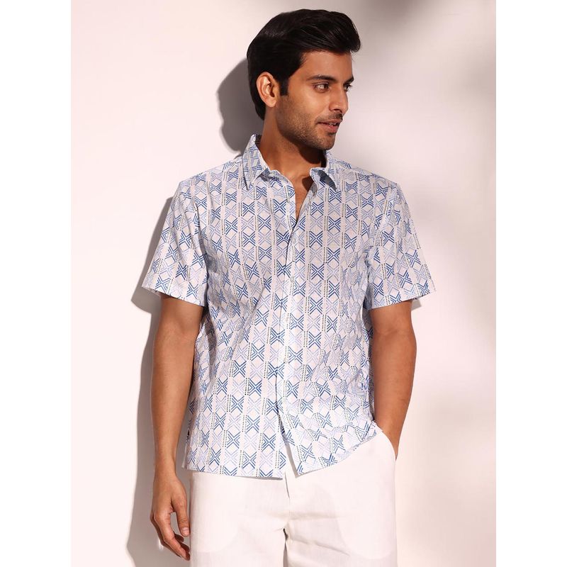 Buy Fabindia White Cotton Hand Block Printed Casual Shirt Online