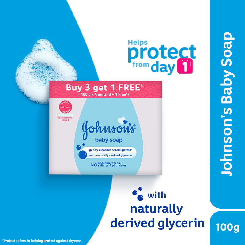 Buy Johnson's Baby Soap Buy 3 Get 1 Free (100gm each) Online