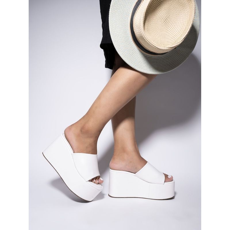 Buy Shoetopia Fashionable Solid White Platform Heels For Women Online