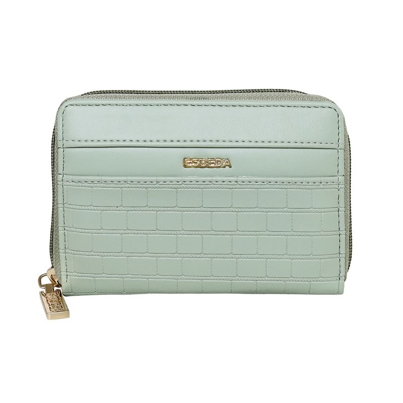 ESBEDA Pista Green Brick Textured Pattern Wallet for Women (S): Buy ...