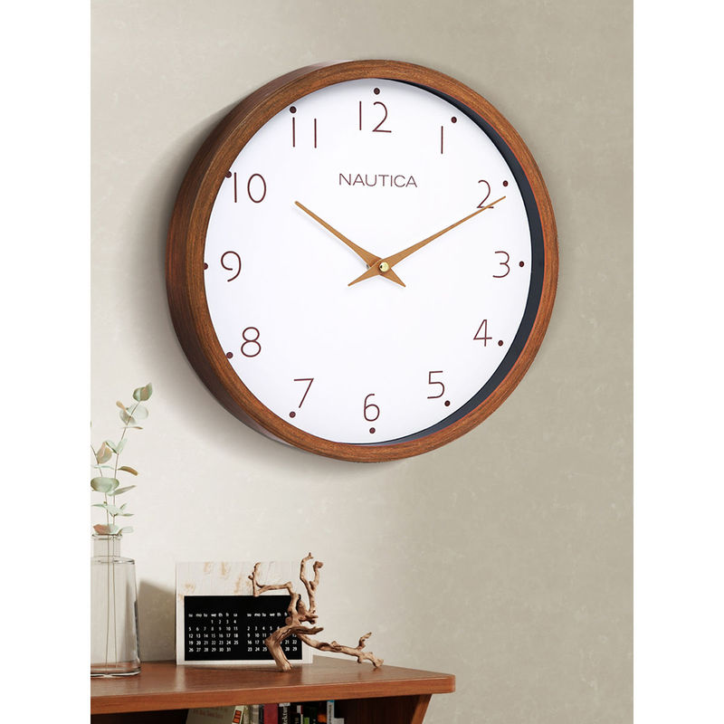 Buy Nautica Luxury EN Finish Modern Wall Clock Finish Teak Brown Online