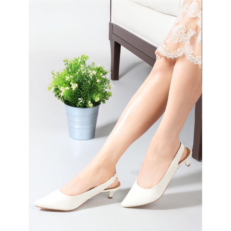 Buy Carlton London White Pointed Toe Women Slingback Mule Heels Online