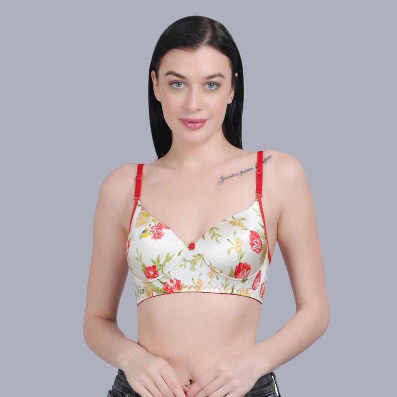 Buy Mod & Shy Floral Printed Medium Coverage Lightly Padded T-Shirt Bra with All Day Comfort Online