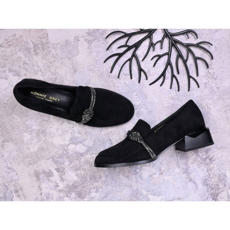 Buy Ronnie Grey Women Black Solid Loafers Online