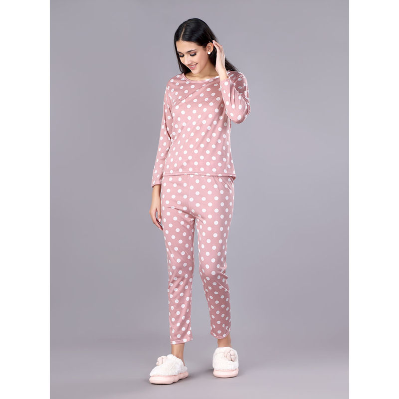 Buy Ansee by Addery Pink Polka Dot Nightsuit (Set of 2) Online