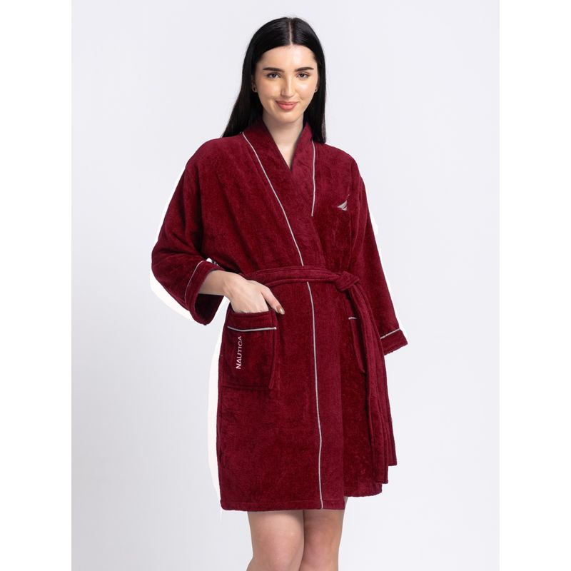 Nautica Luxurious Ultra Soft Bath Robe -1pc Solid-burgundy: Buy Nautica ...