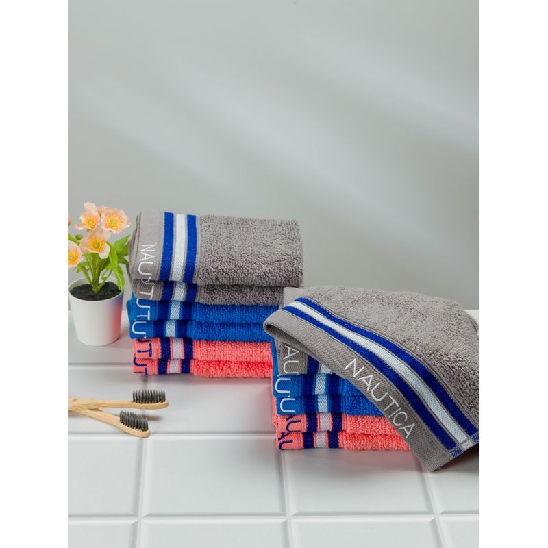 Buy Nautica Zero Twist 100% Cotton Towel -12Pc Face Towel Deny-Grey ...