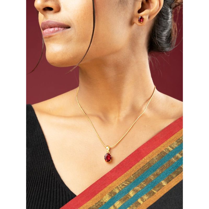 Buy VIRAASI Gold-Plated Elegant Ruby Red Necklace Set Online