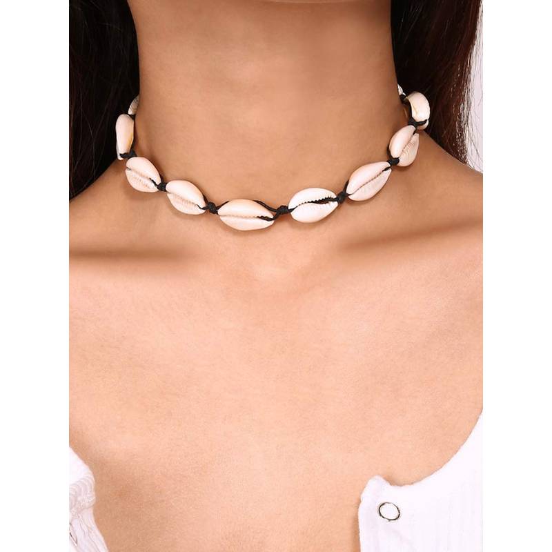 Buy Fabula White and Black Sea Shell Bohemian Beachwear Fashion Choker ...