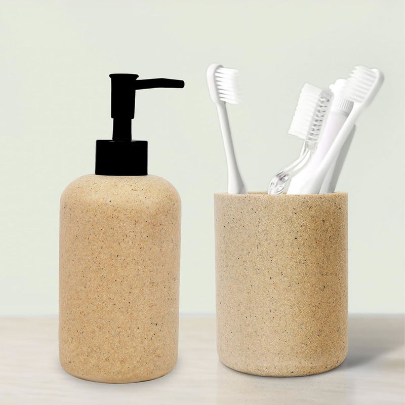Buy Anko Set of 2 - Brown Soap Dispenser & Tumbler Online