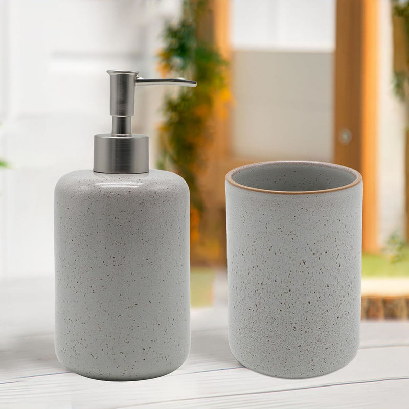 Buy Anko Set of 2 - Grey Soap Dispenser & Tumbler Online