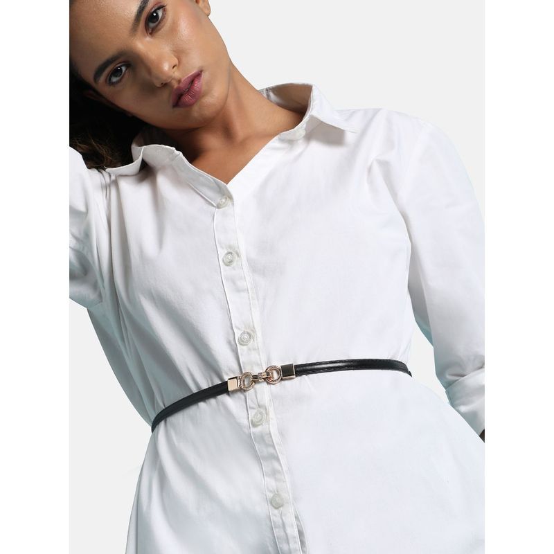 Buy Haute Sauce Womens Twisted Ring Sleek Belt - Midnight Black Online